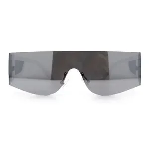 Accessories | Women Silver Mirrored Shield Sunglasses Cyberpunk ...
